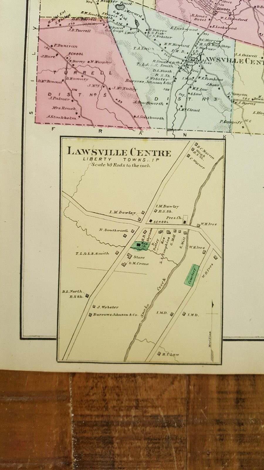 ANTIQUE Colored Map of LIBERTY - PENNSYLVANIA / A. Pomeroy & Co. 1872 ...