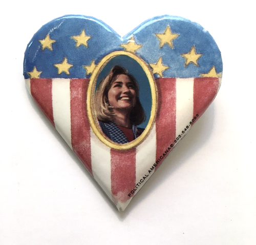 Hillary Clinton First Lady Button Pin Red White & Blue Heart Stars ...