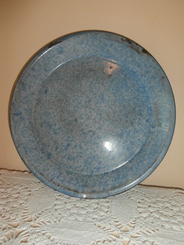 Antique small blue gray enamelware pie pan or camp plate 9"-rustic ...