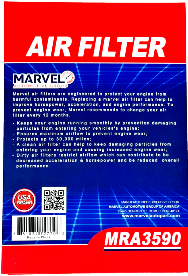 Marvel Engine Air Filter MRA3590 (53032404AA) for Dodge Ram 1500 2002 ...