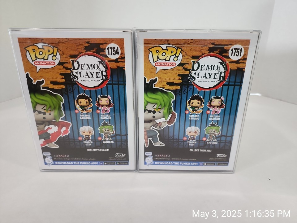 Funko Pop! Demon Slayer GYUTARO Bundle Lot 2 #1751 & #1754 + Protectors ...