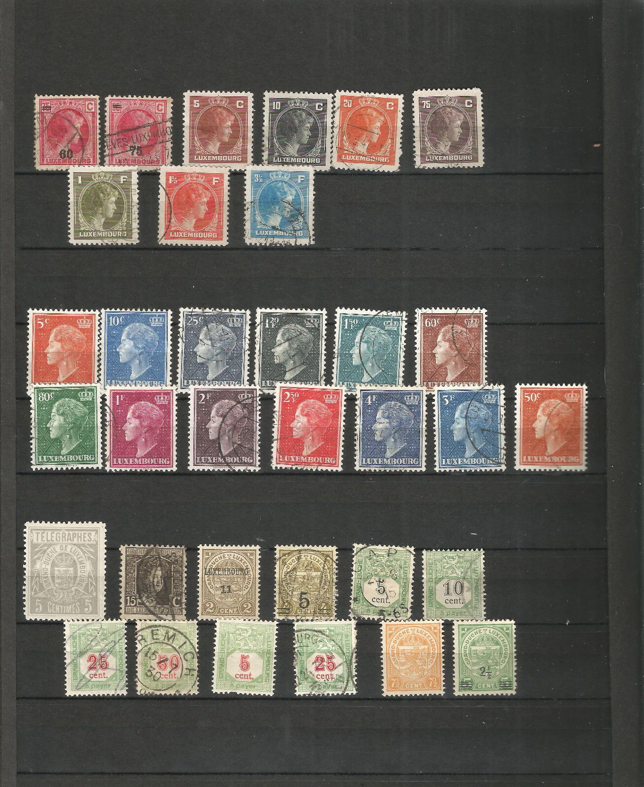 Luxembourg, 19 pages, collection, caritas, overprint, Charlotte, mini ...