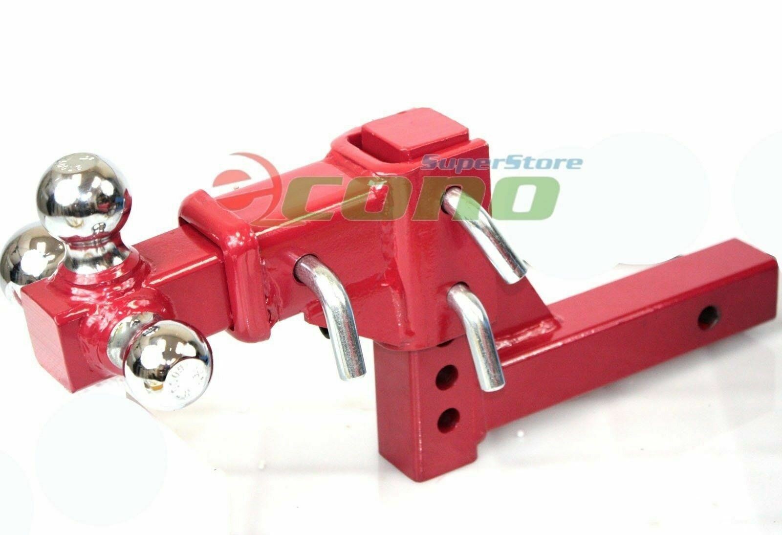 3 Way Tri Ball Adjustable 2" Solid Receiver Raise Drop Vertical Triple ...