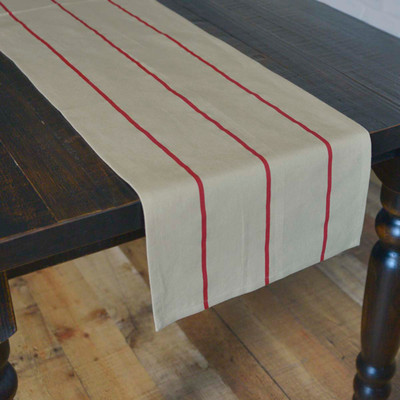 Lauren Rouge Runner 13x72 Vintage Red Stripe Shabby Chic Cottage Linen ...