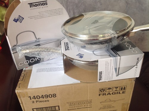 Thomas Rosenthal Stir Fry Pan With Glass Lid 28cm - Stainless Steel ...