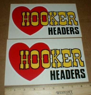 VTG 9" inch Hooker Headers Hot Rod Speed Shop Drag racing decal sticker lot NOS | eBay