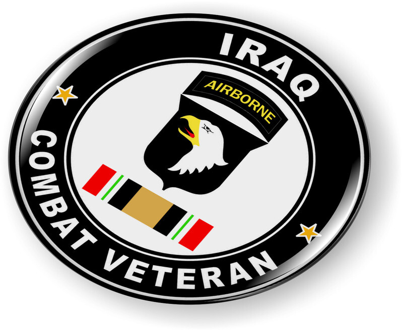 IRAQ COMBAT VETERAN 3D Domed Emblem Car Sticker Chrome ROUND Bezel | eBay