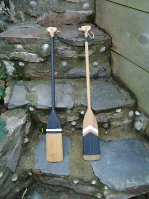 2 X Boat Paddles Oars Wooden Nautical Beach Seaside Sea Wall Display ...