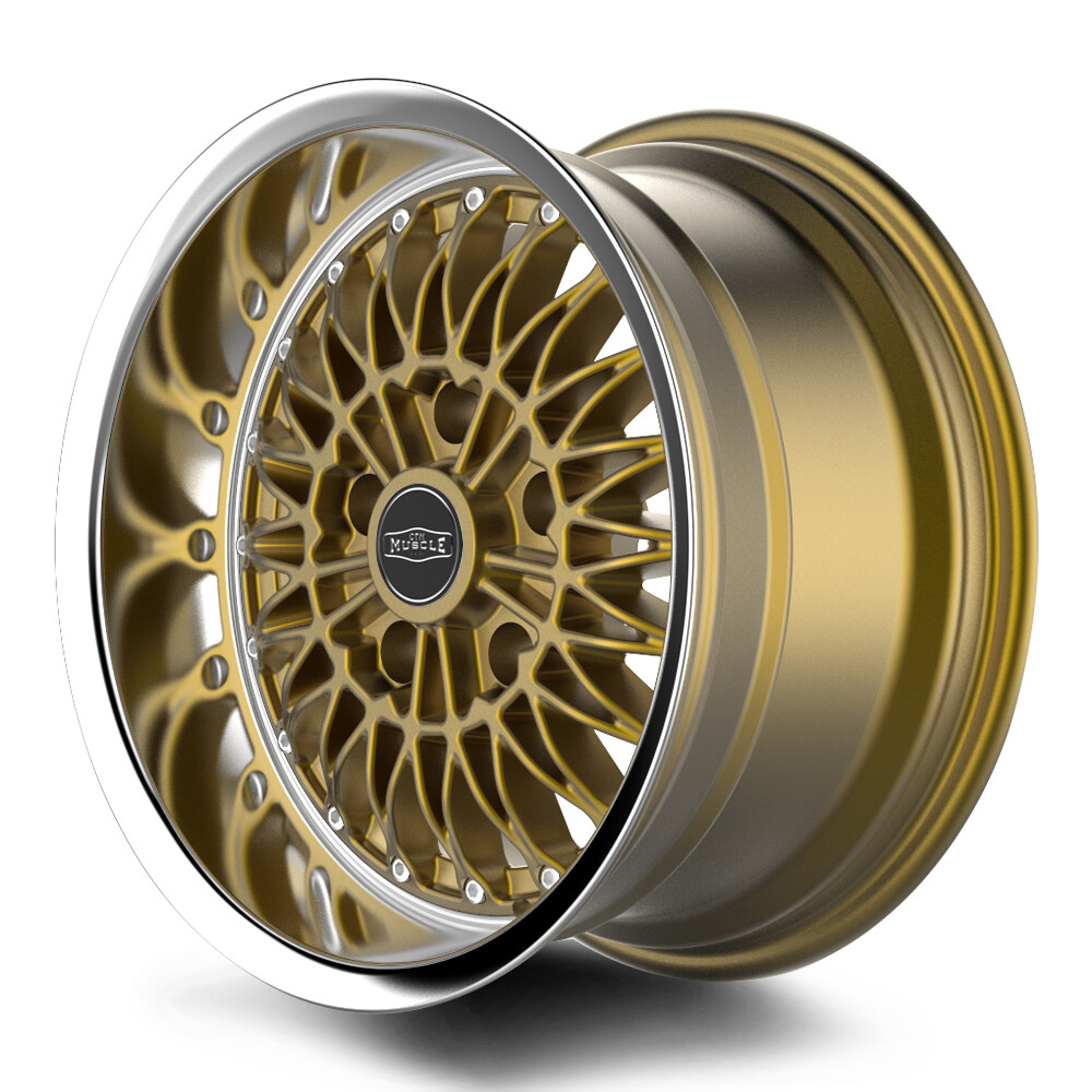15x8 CTM Muscle SPIDER Wheels PCD 5x114.3 ET 0 Gold Machined Rims Ford ...