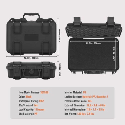 Uimoso Hard Pistol Cases with Pre-cut PU Foam Lockable Pistol Case for ...