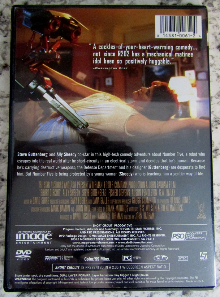 Short Circuit DVD 1986 Rated PG | eBay