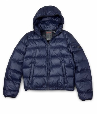 Prada Puffer Down Nylon Jacket Triangle Logo Men 46 | eBay