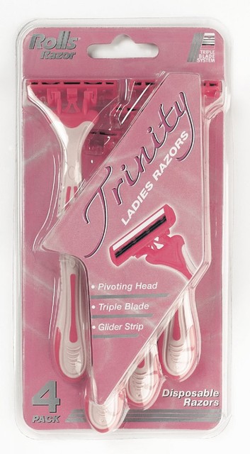 4 X Rolls Razors Disposable Ladies Trinity 3 Blade Razor Shavers ...