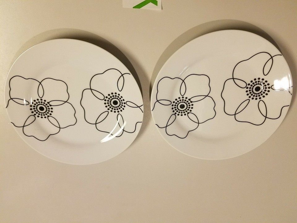 2~ Mod Petal by Pier 1 Black Outline on White Salad Plate 8" | eBay UK