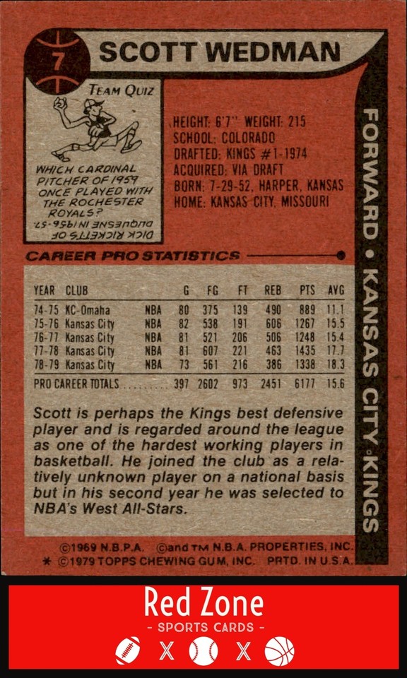 1979 Topps - #7 Scott Wedman EX+ Set Break | eBay