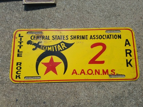 Old Vtg Little Rock Scimitar 2 AAONMS Booster License Plate Tag ...
