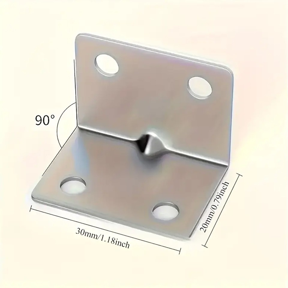 Stainless Steel L-Shaped Bracket Corner Brace 0.79in 90 Degree Angle ...