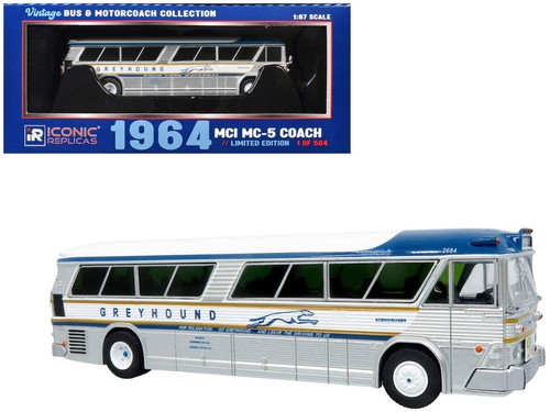 1/87 1964 MCI MC-5A Coach Bus "Greyhound Golden Anniversary" Silver ...