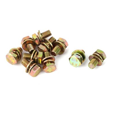 10pcs M8x16mm 8.8 Grade Yellow Zinc Plated Hex Head Bolt w Washer | eBay