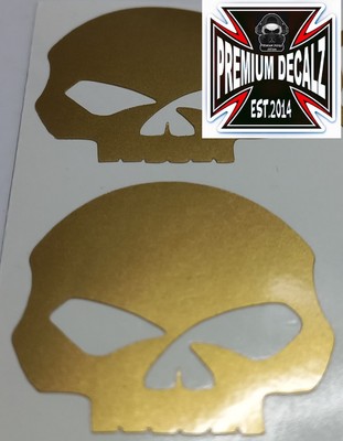2x Harley Davidson 100mm wide PREMIUM MATTE GOLD Decals Clear Transfer ...