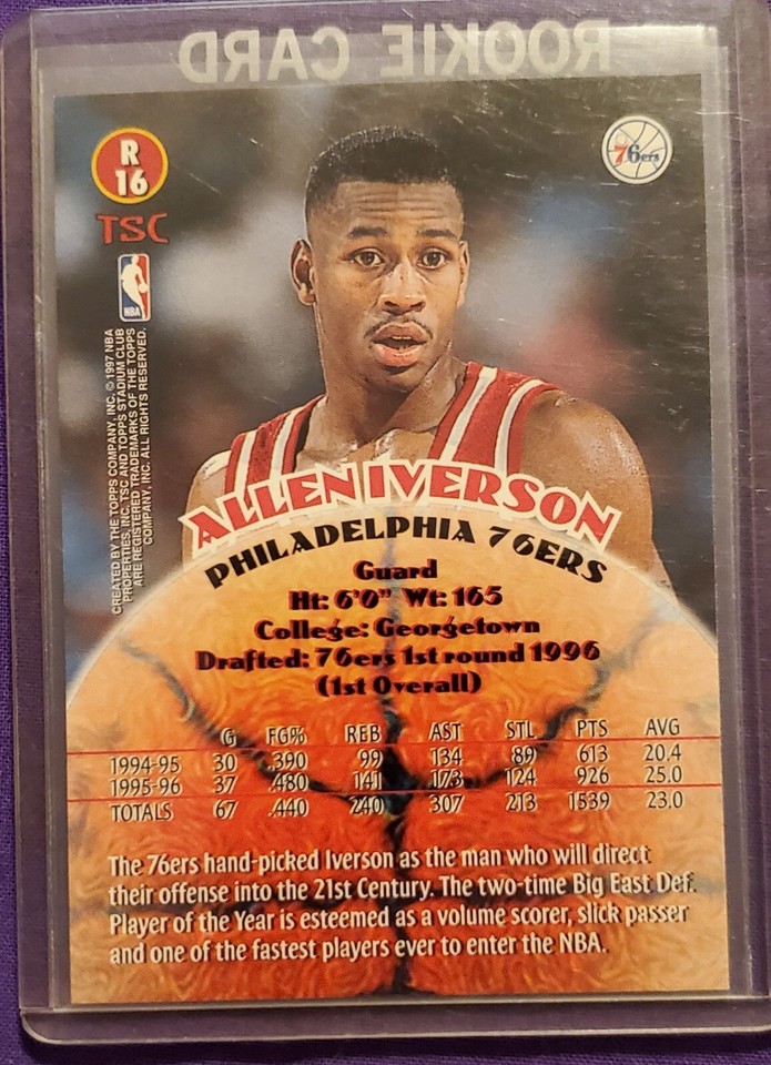 1997 Topps Stadium Club Allen Iverson Rookie Card HOF | eBay