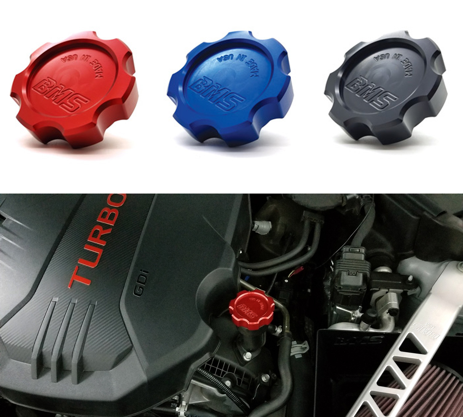 BLACK - Billet Aluminum Oil Filler Cap for 2018+ KIA Stinger / Genesis ...