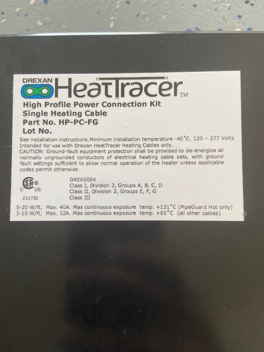 DREXAN HEAT TRACER HP-PC-FG POWER CONNECTION KIT Single Heating Cable ...