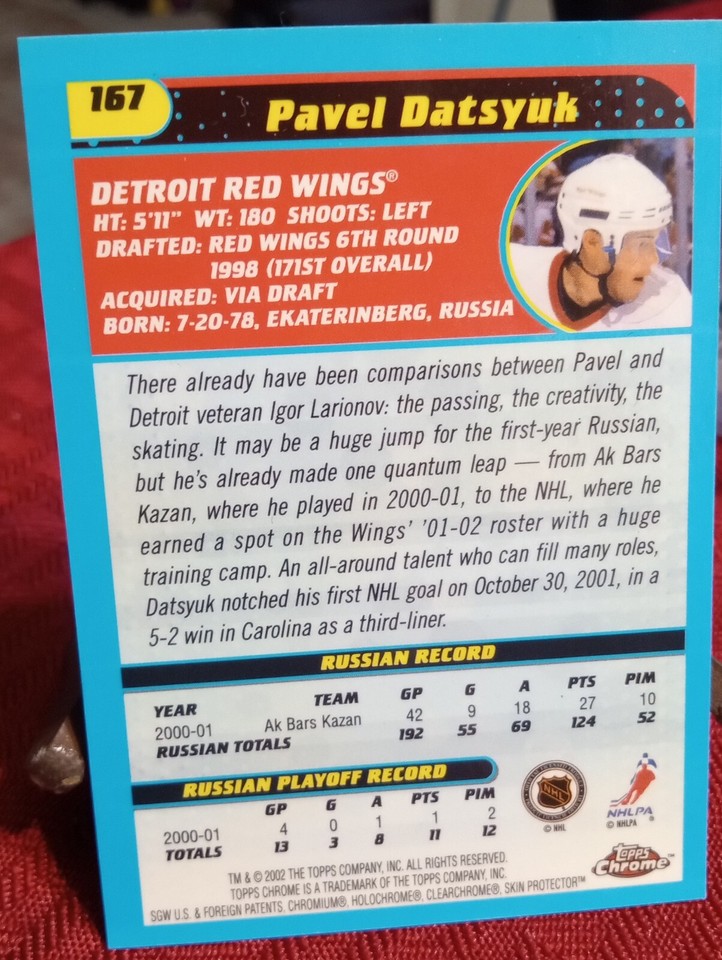 2001-02 Topps Chrome #167 Pavel Datsyuk Rookie Card | eBay