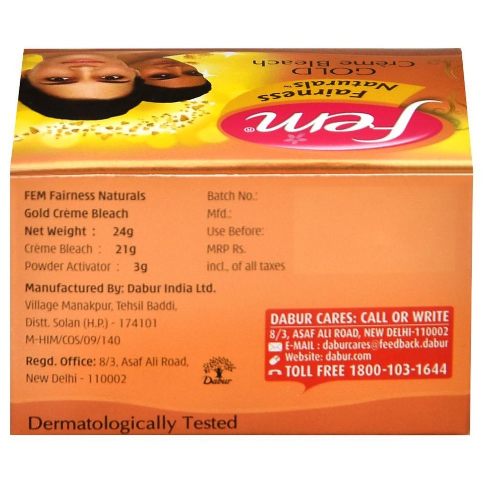 Dabur Fem Creme Bleach GOLD Fairness Cream -8Gm /24Gm/64Gm for Female ...