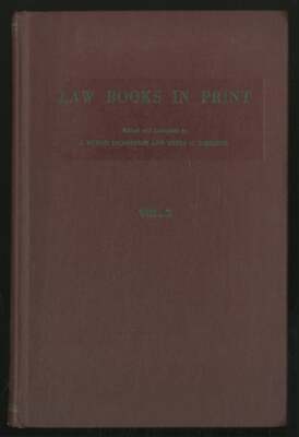 J Myron JACOBSTEIN / Law Books in Print Volume III Including Books 1st ...
