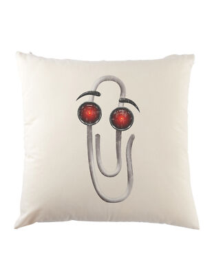 Clippynator Cushion Pillow Clippy Clippit Terminator Geek Nerd Office ...