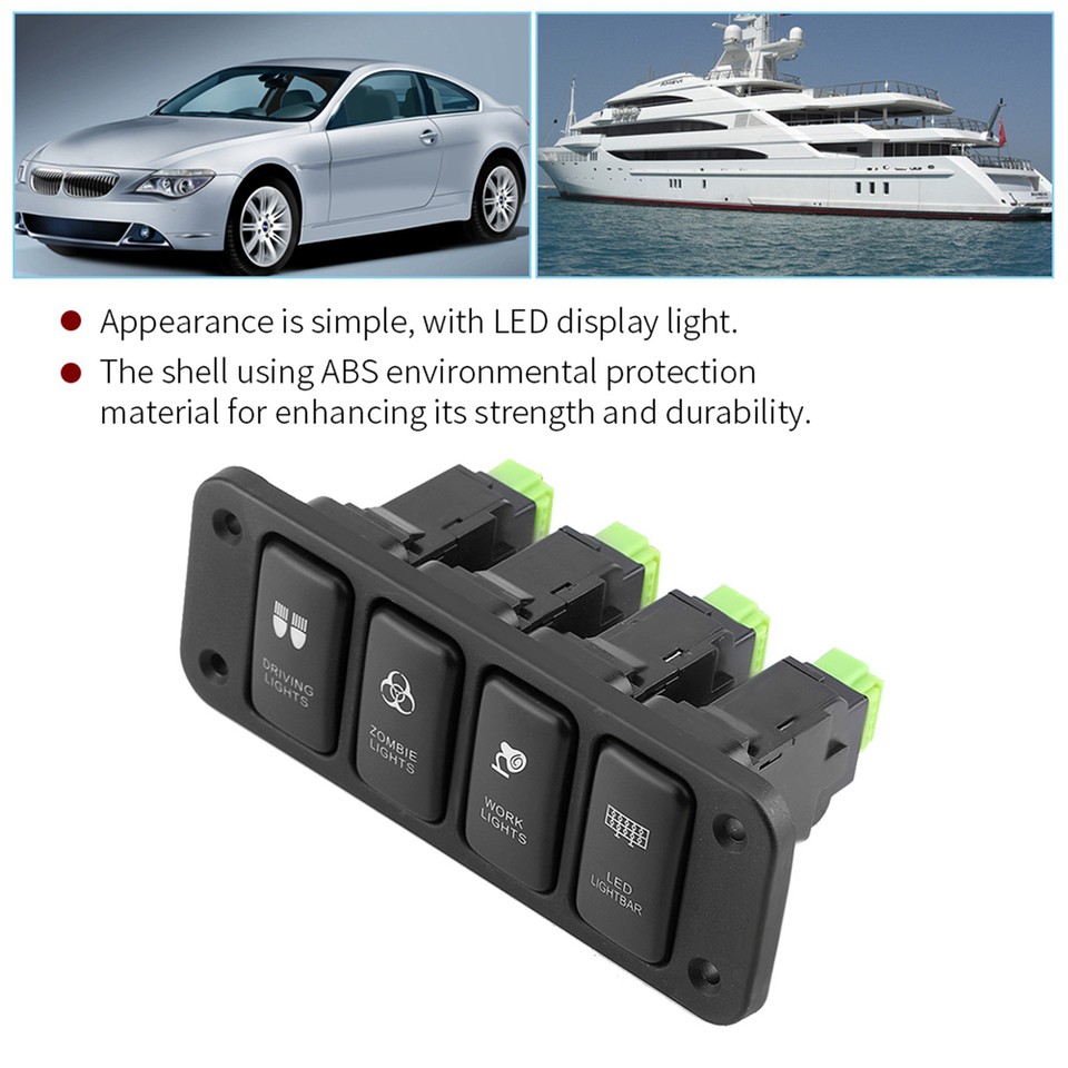 Car 4 Switch Panel Driving Light Blu Ray Switch Push Button Parts For ...