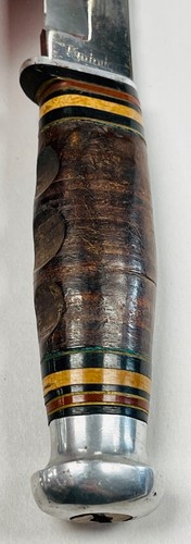 Vintage Kinfolks Hunting Knife With Sheath Finger Grooves Pre-WWII 5 1/ ...