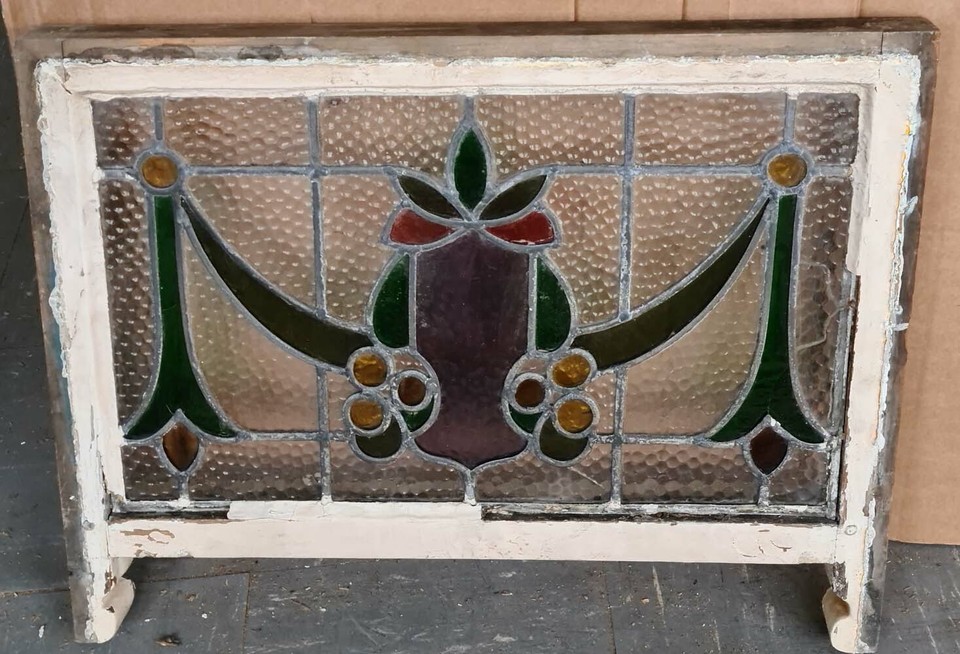 ORIGINAL EDWARDIAN STAINED GLASS WINDOW IN ORIGINAL SASH FRAME | eBay UK