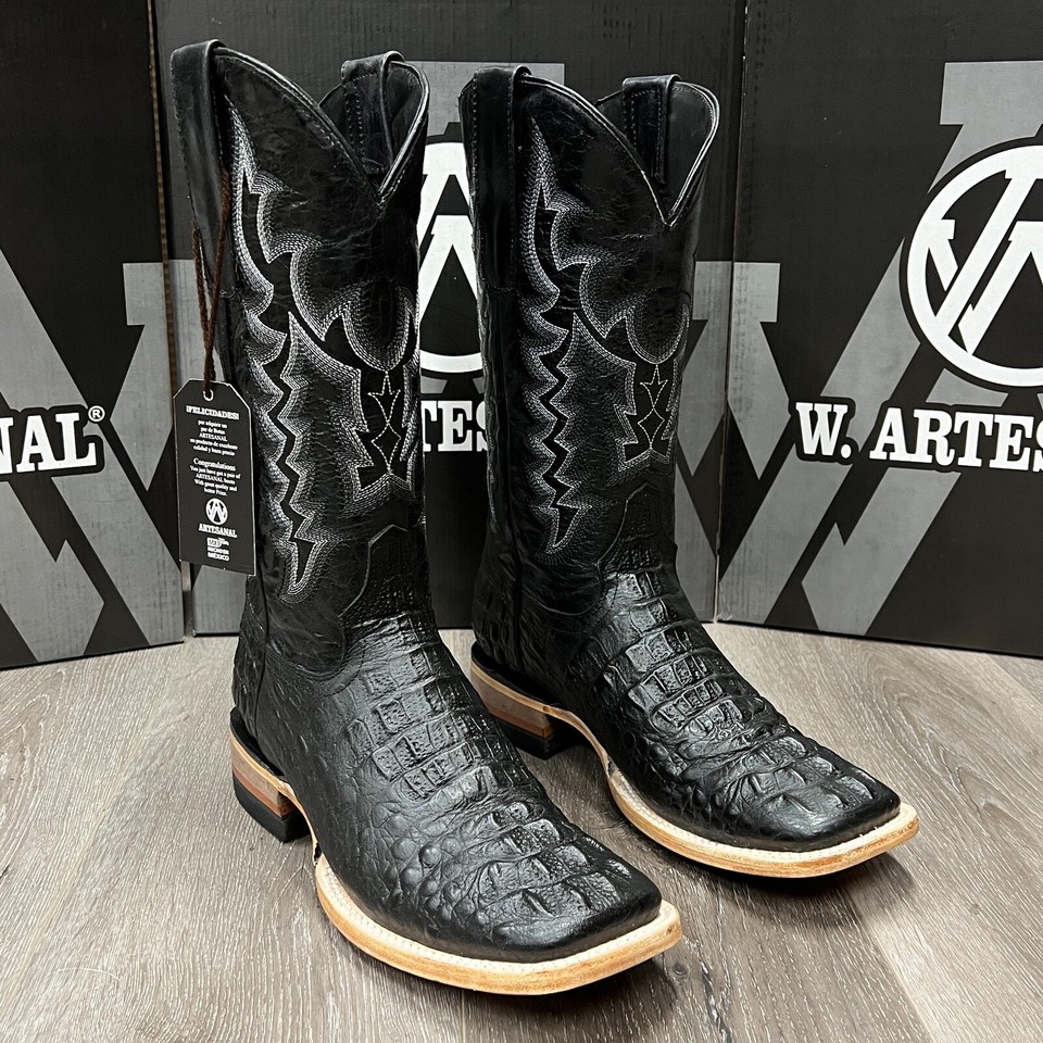 MEN'S RODEO COWBOY ALLIGATOR PRINT WESTERN SQUARE TOE BOOTS MEXICO ...