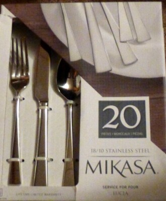 20 Pc Mikasa LUCIA Forged 18-10 Stainless Flatware Set, Heavy, 5 Pc-4 ...