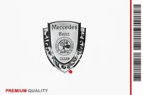 STEMMA LOGO ADESIVO "MERCEDES-BENZ CLUB" EFFETTO 3D SILVER METALLO (7x5 ...