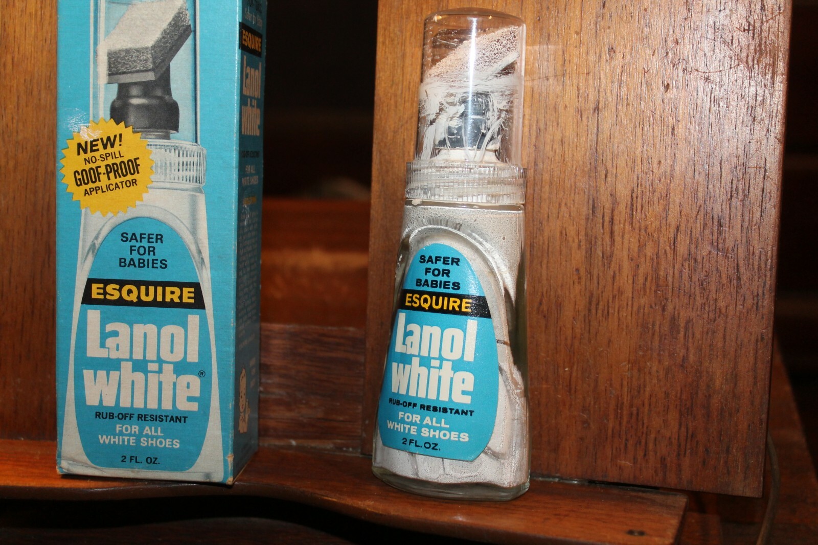 Vintage 1960's ESQUIRE Lanol-White Glass Bottle in Box Shoe Polish | eBay