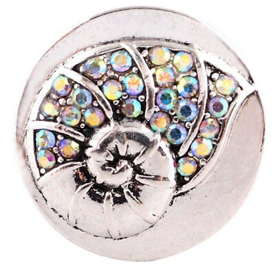 Iridescent Rhinestone Sea Conch Shell 20mm Snap Charm For Ginger Snaps ...