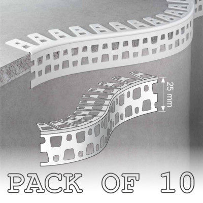 2.5 m FLEXIBLE ARCH RENDER CORNER BEAD PVC WHITE 25x25 PLASTIC PACK OF ...