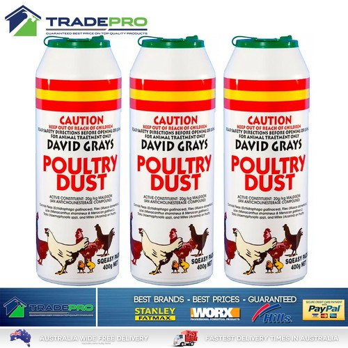 3x Poultry Chicken Dust 400g PRO David Grays Lice Fleas Feather Mites ...