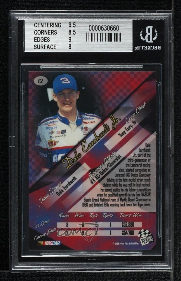 1998 Press Pass Premium Reflectors Dale Earnhardt Jr #12 BGS 8.5 HOF | eBay