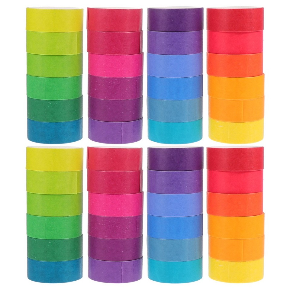 48 Rolls of Colored Washi Tapes Adhesive Paper Tapes Simple Hand ...