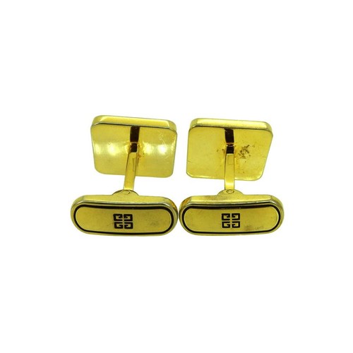 Authentic Givenchy Cufflinks Men's Accessories Swivle Logo Gold x Black ...