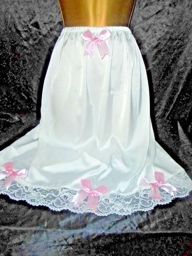 Stunning silky ICE WHITE satin half slip cd/tv 30 - 52 BNWOT kittys ...
