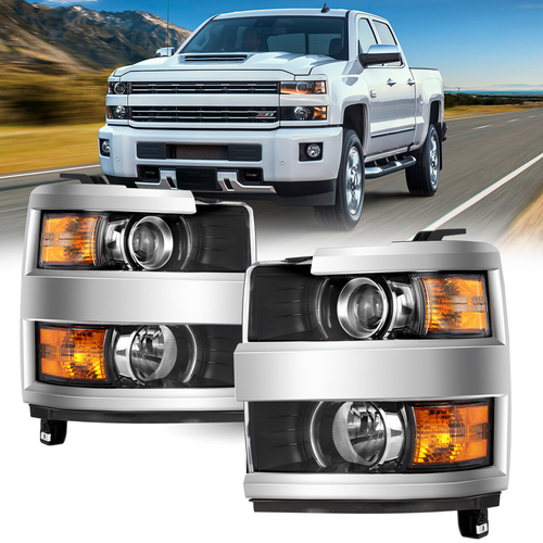For 2015-2019 Chevy Silverado 2500 3500 HD Chrome Chevrolet Headlight ...
