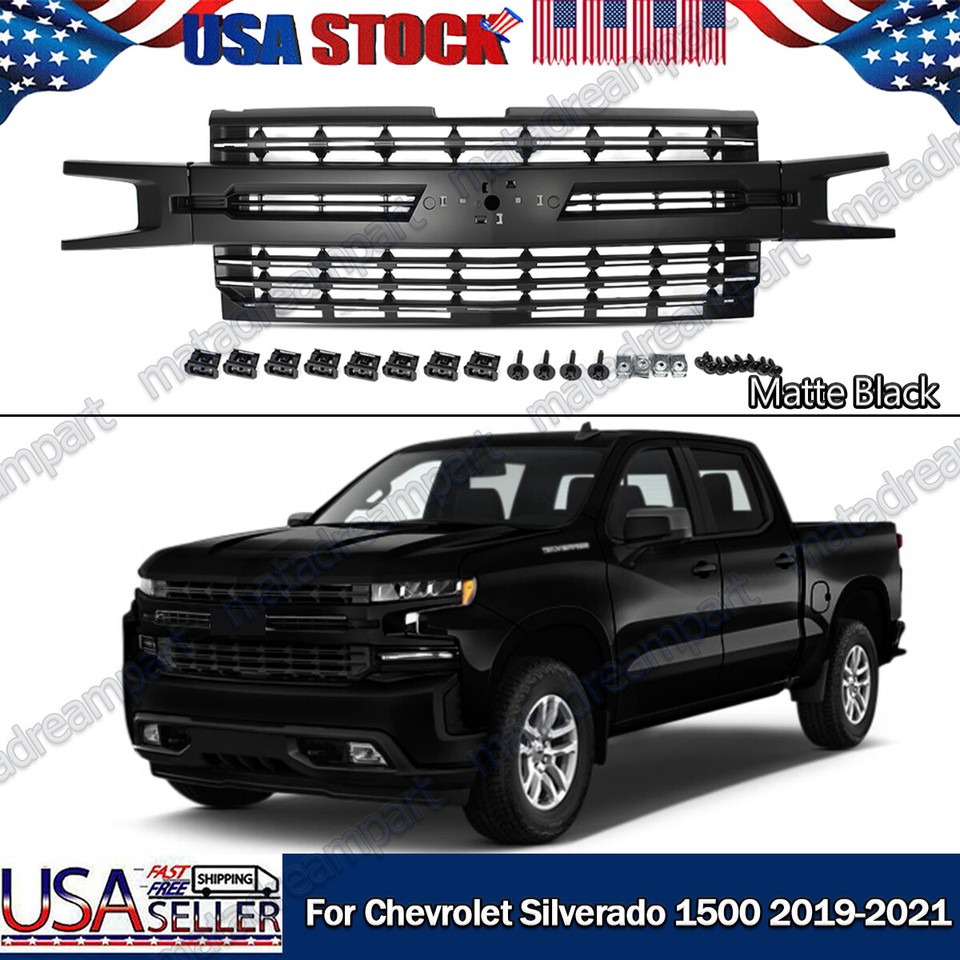 FRONT BUMPER GRILLE UPPER GRILL FITS 2019-2021 SILVERADO 1500 LT RST ...