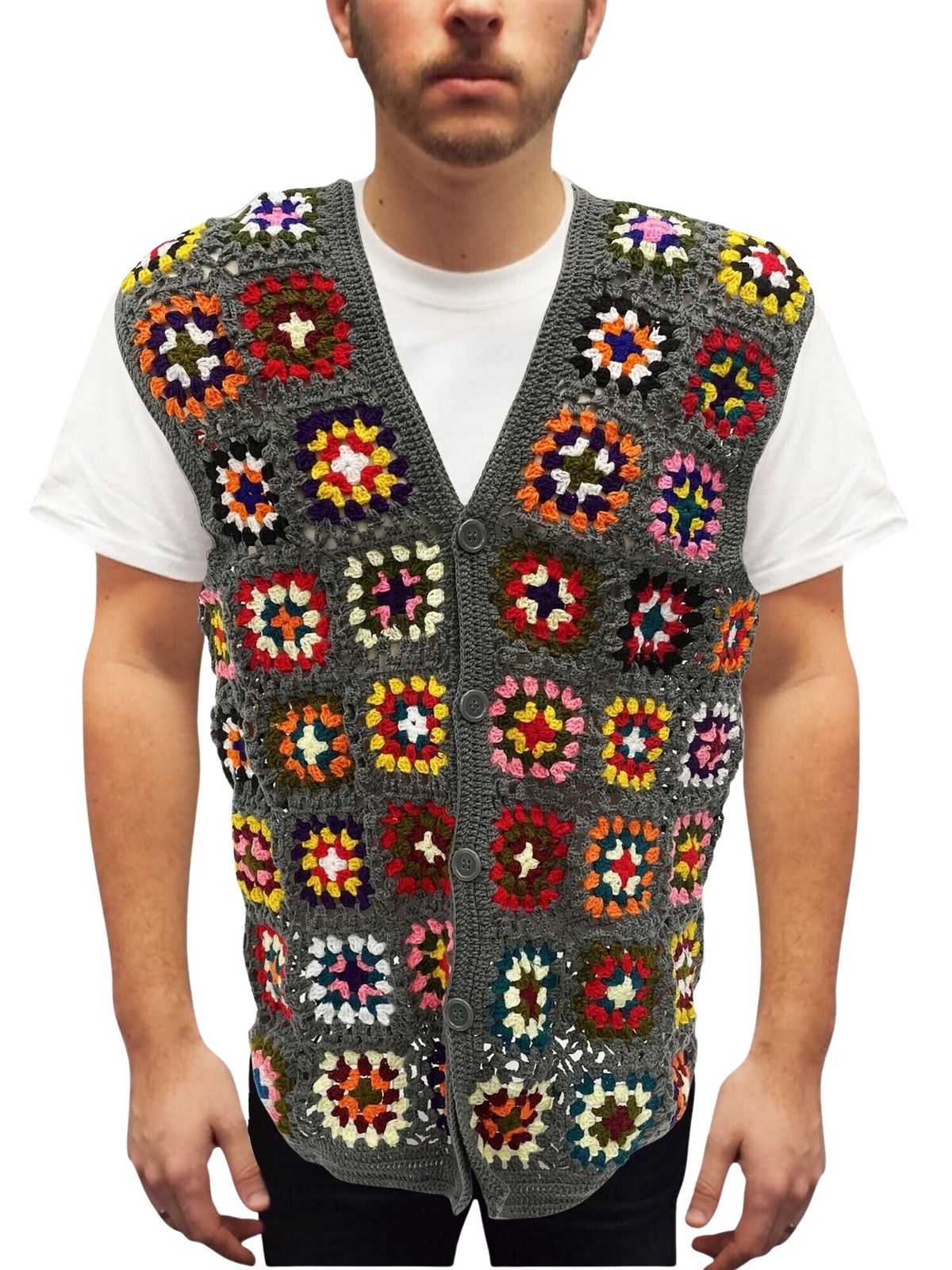Paul McCartney Granny Square Sweater Vest Beatles Pattern 60s Jumper ...