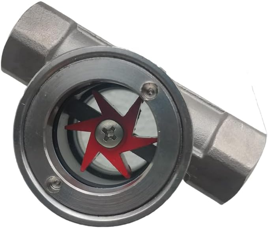 1/2" NPT Stainless Steel 304 Sight Water Flow Indicator Red Impeller ...