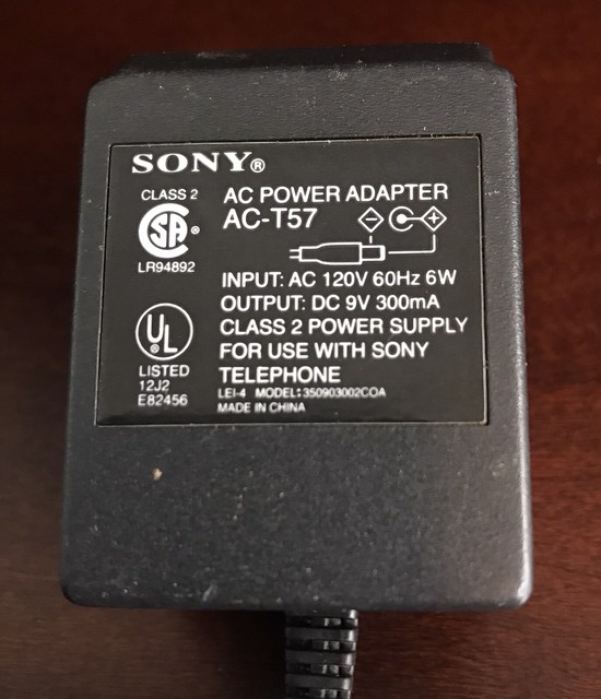 Sony AC Adapter Ac-t57 Power Supply Output 9v DC 300ma for sale online ...